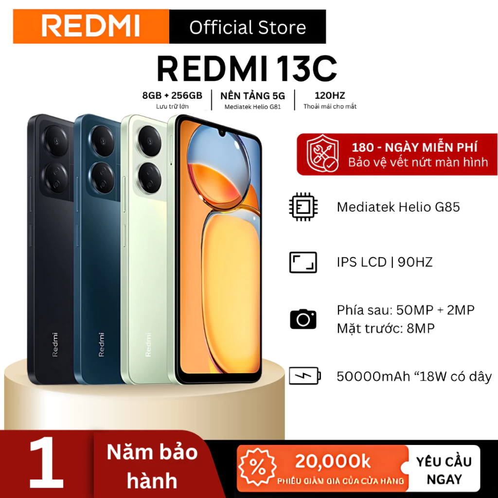 Điện thoại XIAOMI Redmi 13C (8GB RAM/256GB ROM) 5G - Hàng Chính Hãng ...